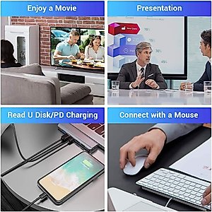 EKSA Triple Display USB C Hub with 2 HDMI 4K, 8-in-1 USB Type C Dual HDMI Adapter Docking Station for MacBook Pro & Air 2019/2018/2017/2016 (8 in 1)