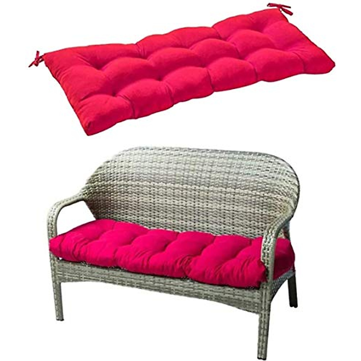 Indoor/Outdoor Bench Cushion, Swing Cushion, 51.2"x19.7", for Lounger Garden Furniture Patio Lounger Bench, Soft Thicken Seat Pads Cushion with Ties for Chaise Rocking Chair Floor Seat Cushion