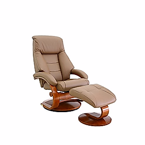 Mac Motion Chairs Collection by Mac Motion Mandal Top Grain Leather Oslo Recliner and Ottoman, Sand (tan)