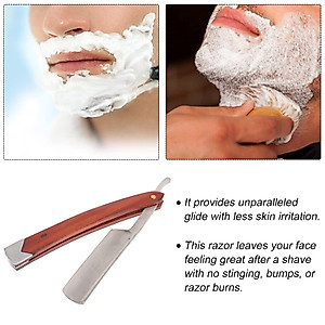 Lurrose Straight Razor- Carbon Steel Straight Edge Barber Razor Professional Mens Straight Razor Kit with Vintage Wood Handle