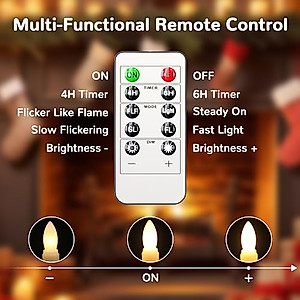 PChero Flameless Candles with Remote Timer, 7.9" Ivory Battery Operated LED Taper Dripless Floating Flickering Candles for Wedding Halloween Thanksgiving Christmas Themed Party Valentines Decorations