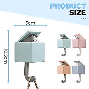 AIIONP Creative Adhesive Coat Hook, Cute Cat Key Holder Hook, Cute Pet Hooks for Coat, Scarf, Hat, Towel, Key, Pet Hooks for Wall Hanging Decorations Without Drilling (6 PCS)