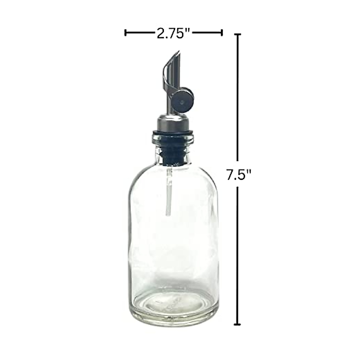 Blush Apothecary 8-ounce Apothecary Clear Glass Bottle with Metal Pour Spout | Oils, Vinegars, Coffee Syrups, Mouthwash | Bottles for Kitchen, Bath and Tabletop (Silver)