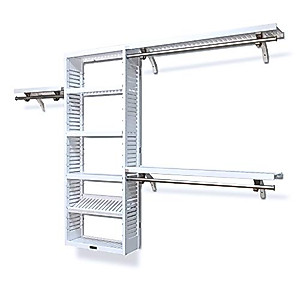 John Louis Home 12 in. Deep Solid Wood Closet Organizer, Woodcrest White