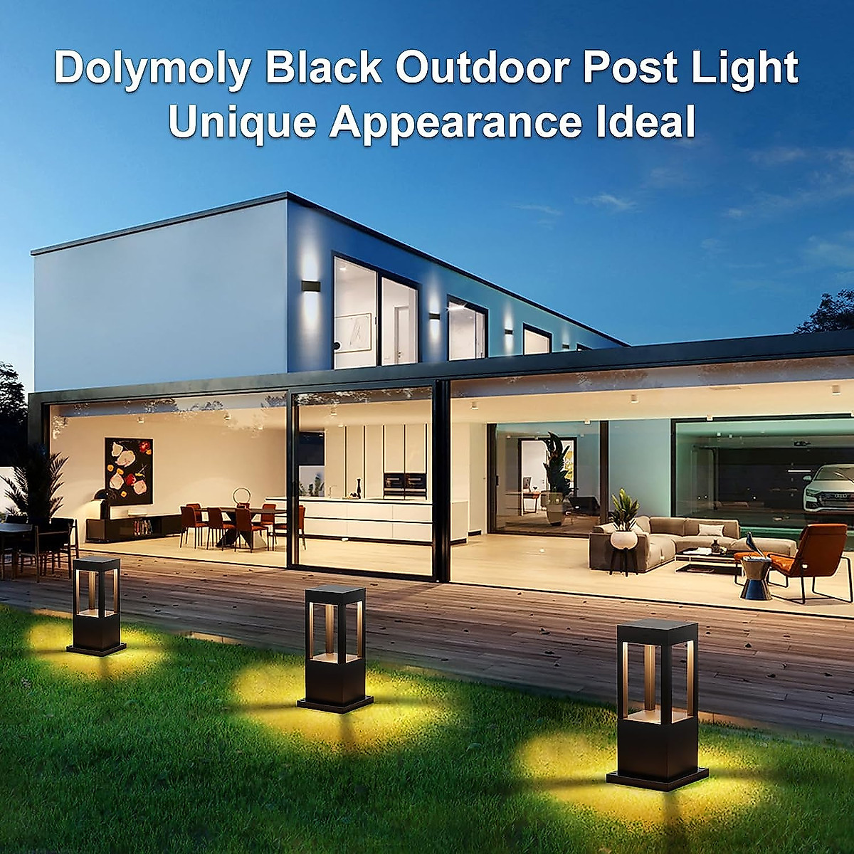 DMOYS Modern Landscape Path Light, Outdoor IP65 Waterproof Post Light Fixture, LED Minimalist Garden Floor Lamp Pillar Lantern Column Lamp for Lawn, Patio, Courtyard and Driveway Decoration