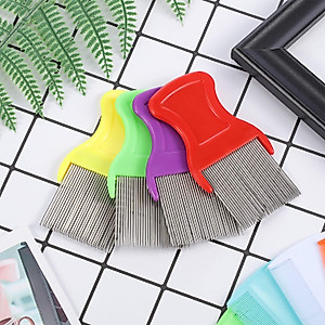 8 Pieces Flea Lice Combs Double Sided Lice Removal Comb Hair Grooming Comb with Metal Teeth (Orange, Blue, Purple, White, 3.5 x 2 Inch, 3.54 x 1.57 Inch)
