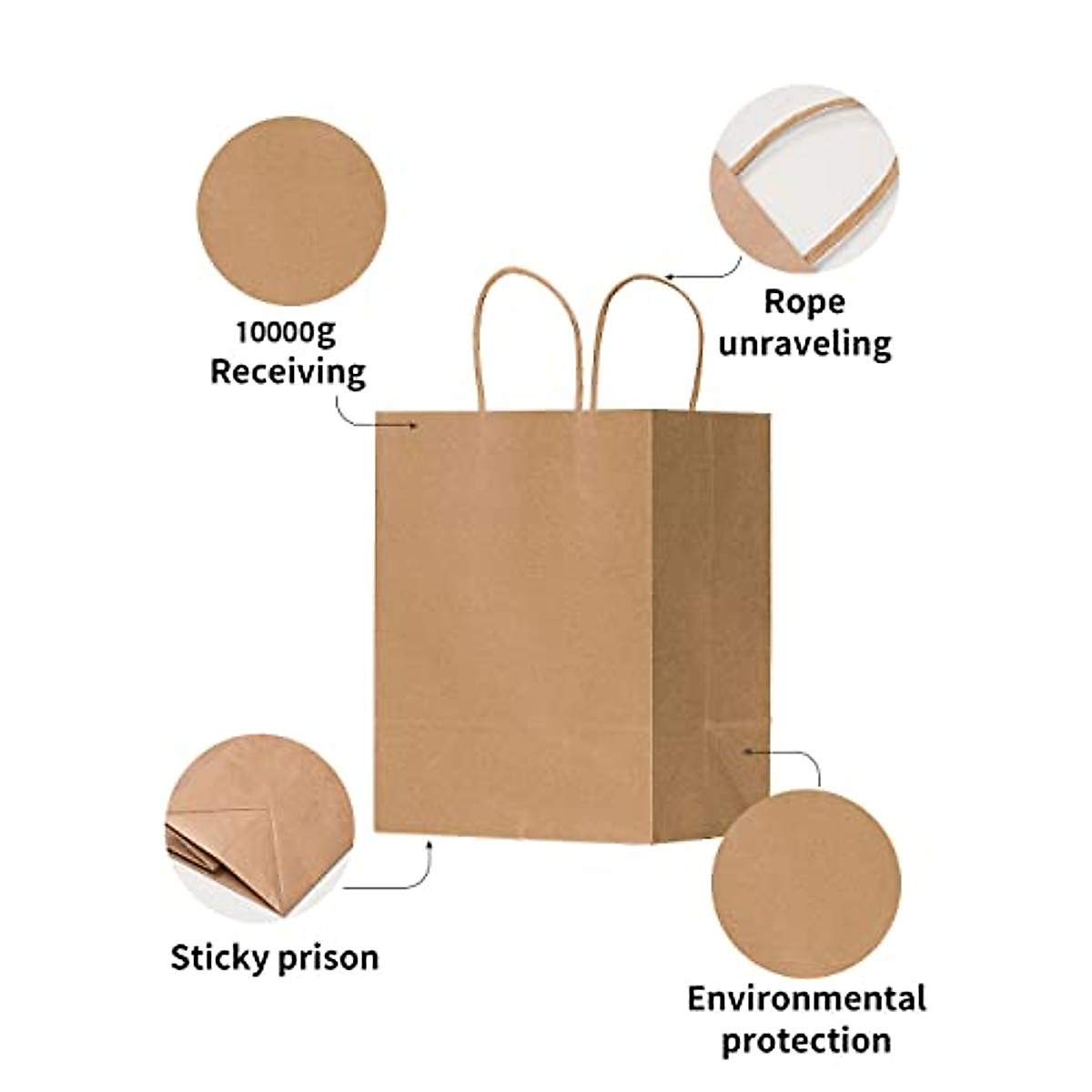 RACETOP Small Brown Kraft Paper Bags with Handles Bulk, 5.9"x3.2"x8.3" 100Pcs Small Brown Gift Bags, Mini Paper Bags, Gift Bags Bulk, Goodie Bag, Retail Bags, Gift Wrap Bags, Shopping Bags