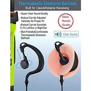 commountain APX 6000 XPR 7550e Earpiece with Mic Compatible for Motorola Radios APX 8000, APX 7000, APX 4000, XPR 7350e, XPR 7550, XPR 7580e, APX6000, APX8000, XPR7550, XPR7550e, Earhook Headset