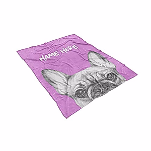 Personalized French Bulldog Fleece Throw Blanket Gifts - Warm Lightweight Extra Large Medium Small Size Frenchie Bull Dog Blankets for Men Women