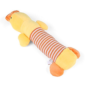 FILFEEL Dog Squeaky Toys, Pet Chew Toy Plush Skin Stuffless and Sound Fun Animal Shape Types Tug & Interactive for Gift(Yellow Duck)