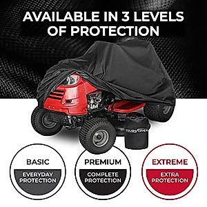 Tough Cover Riding Lawn Mower Cover, Extreme. 600D Marine Grade, Universal Fit Tractor, Heavy Duty, Covers Against Water, UV, Dust, Dirt, Wind for Outdoor Garden Storage (Black)