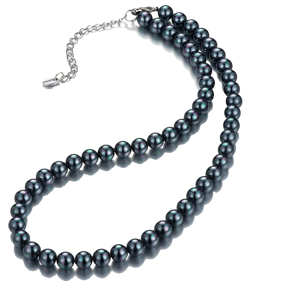 Beaded Strand Pearl Choker Necklace - Fashion Jewelry Birthday Gifts For Women(22-8mm Black)