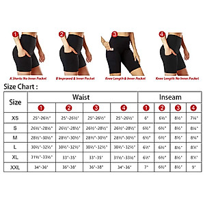 ChinFun Yoga Shorts for Women High Waist Tummy Control 4 Way Stretch Workout Running Shorts Side Pockets Black Size M