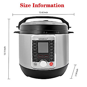KINGBULL 12-in-1 Electric Pressure Cooker, Slow Cooker, Rice Cooker, Steamer, Sauté, Yogurt Maker & Warmer, One-Touch Programs,Support DIY,Stainless Steel/Black. (6 Quart)