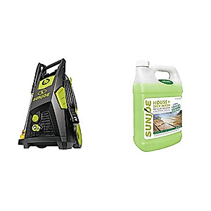 Sun Joe SPX3500 2300 Max Psi 1.48 Gpm Brushless Induction Electric Pressure Washer, w/Brass Hose Connector & SPX-HDC1G House and Deck All-Purpose Pressure Washer Rated Concentrated Cleaner, 1-Gallon