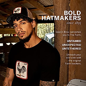Goorin Bros. The Farm Men's Trucker Hat - Baseball Snapback Cap, Black Rooster