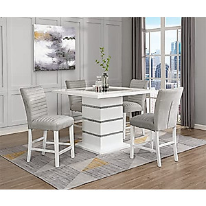 Acme Furniture Square Counter Height Table, White and Black