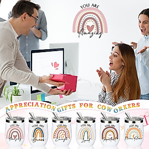 Sieral 10 Pcs Thank You Gifts Inspirational You Are Awesome Rainbow Tumbler Cup 12oz Stainless Steel Insulated Bulk Mugs with Lids for Women Secretaries Teacher Students Employee Volunteer Student