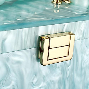 YYW Women Acrylic Purses, Marbling Acrylic Clutch Bag Fashion Elegant Evening Bag Party Cocktail Clutch Purse Handbag Bag (Blue)