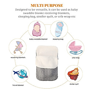 oenbopo Newborn Baby Swaddle Blanket Wrap, Thick Baby Kids Toddler Knit Soft Warm Fleece Blanket Swaddle Sleeping Bag Sack Sleep Bag Stroller Unisex Wrap for 0-13 Month Baby Boys Girls