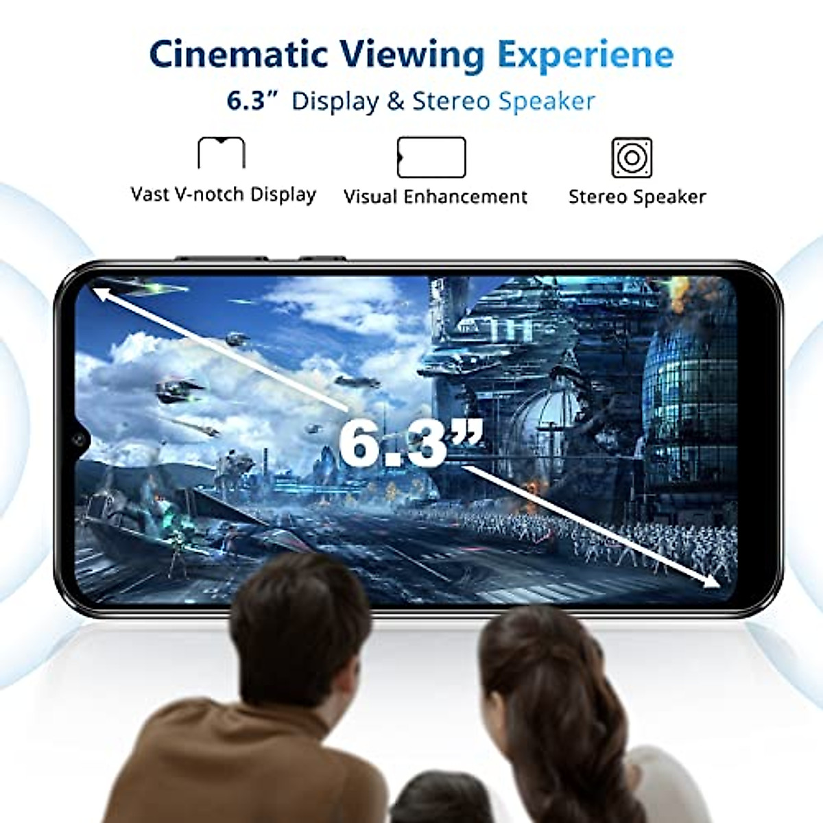 Xgody X18 4G Unlocked Phones, 6.3 Inch IPS Screen Smartphones, Android 10 OS Dual SIM Cheap Cell Phone, Quad Core 2GB+16GB, Dual 5MP+8MP Camera, 4000mAh Battery, Face ID Smart Phone (Black)