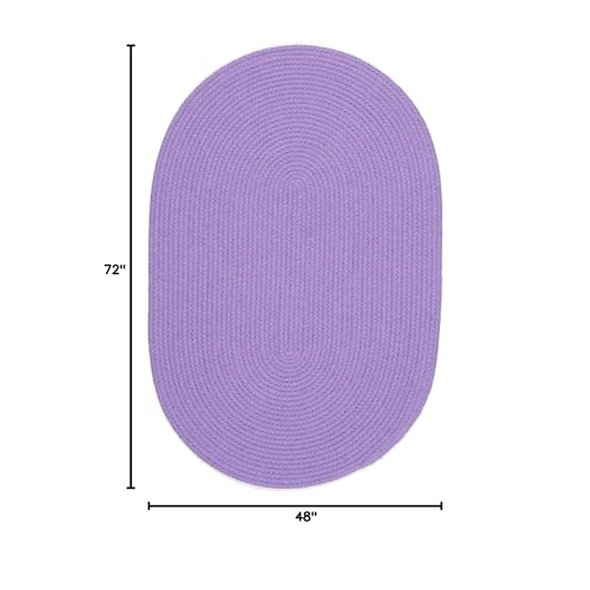 Super Area Rugs Lullaby Oval Braided Rug Durable Playroom Carpet, Solid Violet, 4' X 6' Oval