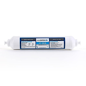 Hydronix ICF-10Q38 Inline Reverse Osmosis Post, Fridge & Ice Coconut GAC Water Filter 2000 Gal, 3/8" Quick Connect