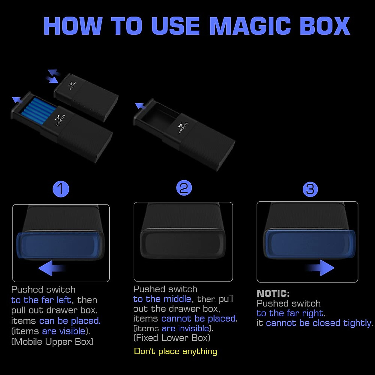 ONEONTA Minimalist Storage Case with Magic Function - Extra Durable Holder Case - Multipurpose Case for Men and Women, Black