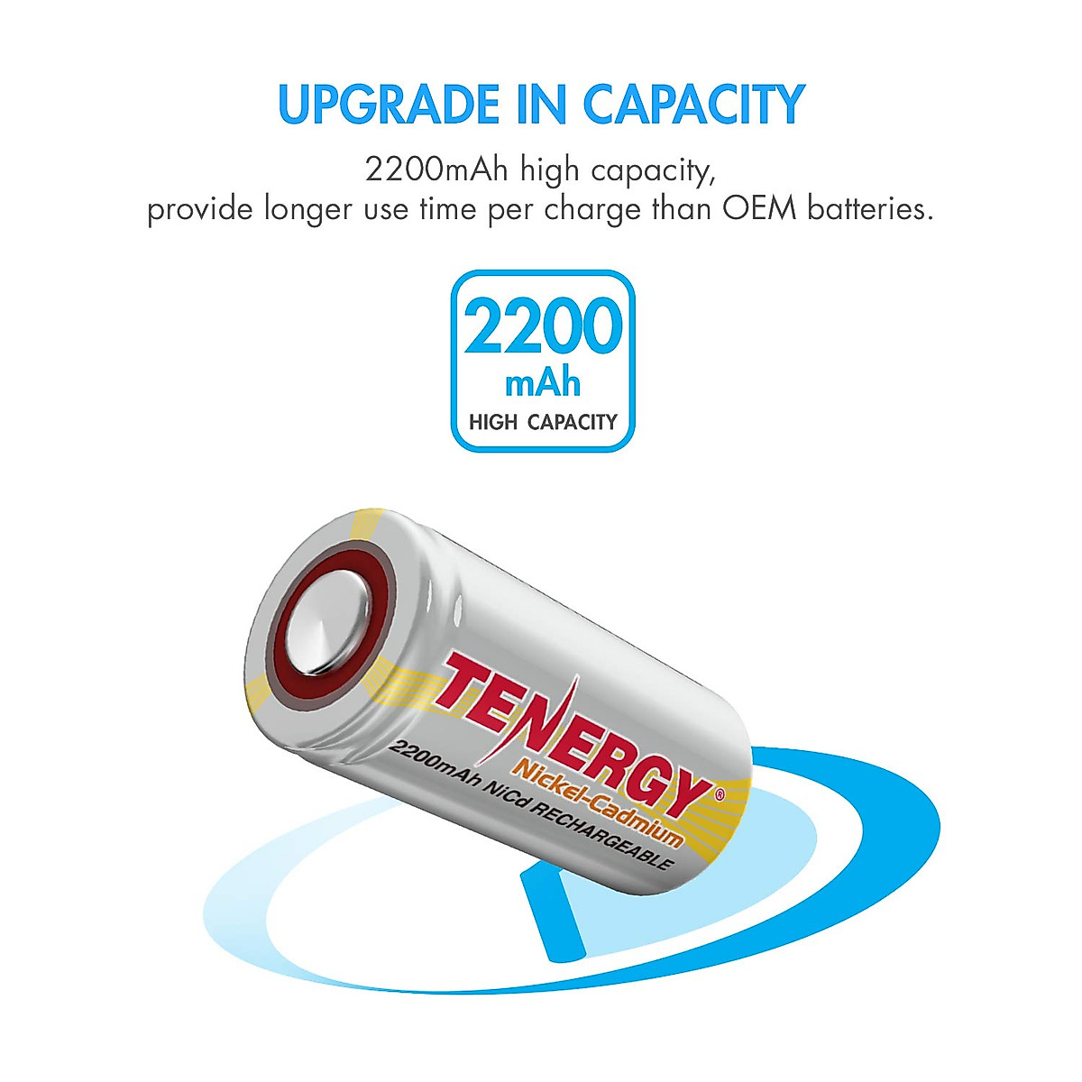 Tenergy SubC 2200mAh NiCd Flat Top Rechargeable Battery (No Tabs) - 15 Pack