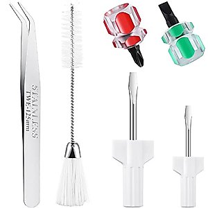 6 Pieces Sewing Machine Cleaning Kit Includes Tweezers Double Headed Lint Brush 4 Pieces Short Screwdriver, Flathead Cross Head Screwdrivers Mini Portable Screwdriver for Repair Machine Sewing Tools