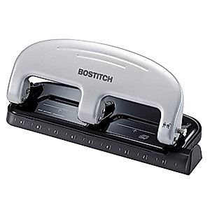 Bostitch Office EZ Squeeze 3-Hole Punch, 20 Sheet Capacity, Reduced Effort, No Jam Technology , Silver