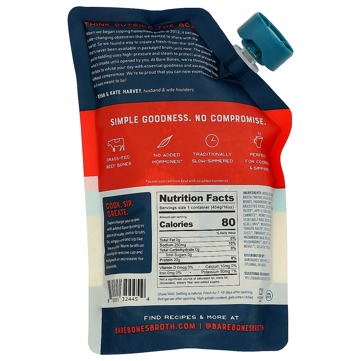 Bare Bones Low Sodium Grass-Fed Beef Bone Broth, 16 OZ