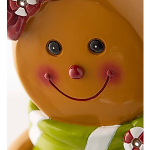 Plow & Hearth Indoor/Outdoor LED Light-Up Christmas Gingerbread Girl Shorty Statue, LED Lights with Auto-Timer, Sweet Details, Holiday Accent, Battery-Operated, 9" L x 7¾"W x 18" H