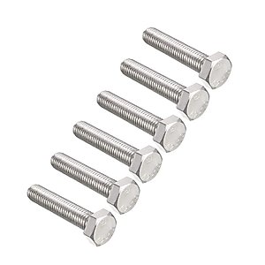 6 Pcs M10 Hex Bolt M10-1.5 x 50mm UNC Hex Head Screw Bolts A2-70(304) Stainless Steel Fully Threaded Hex Tap Bolts，Plain Finish，Fully Threaded (M10 x 50mm)