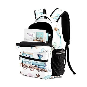 Liveweike Custom Kids Backpack,Tree Airplane Train Personalized Kid's School Bookbags Bag for Gift Boy Girls Children
