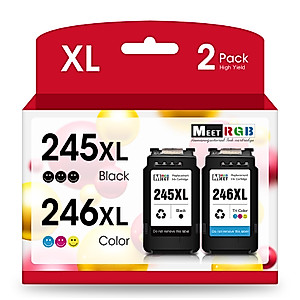 MeetRGB remanufactured Replacement for 245XL and 246XL Ink Cartridge Canon PG-245 CL-246 for Pixma iP2820 MX490 MX492 MG2520 MG2920 MG3029 MG3020 MG2420 TS3420 TS3120 TS3129 TS3320 TS3329 TR4520 MX492