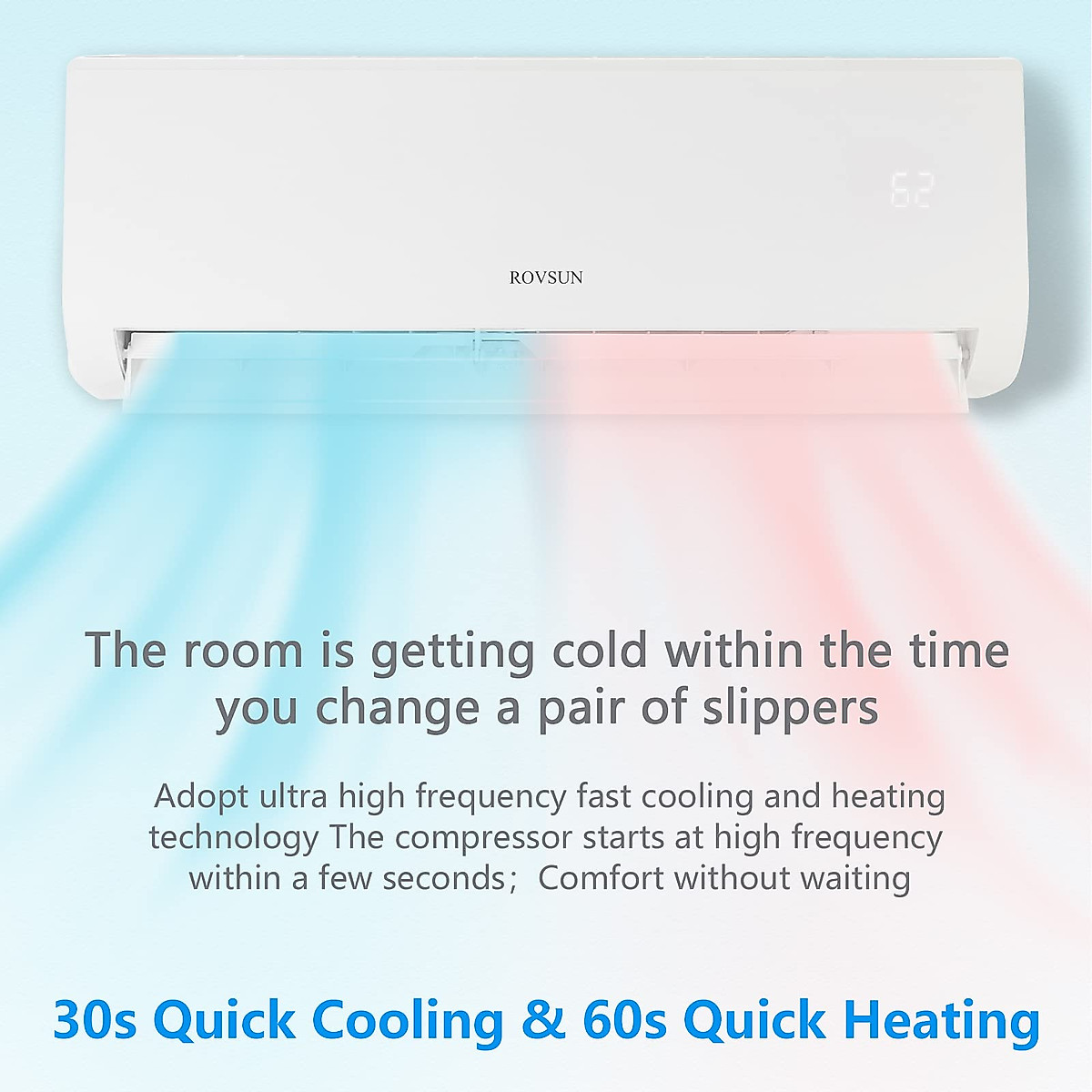 ROVSUN 18,000 BTU Ductless Mini Split AC/Heating System, 230V / 19 SEER Split-System Wall Air Conditioner Pre-Charged Inverter Heat Pump with 16ft Installation Kit (1 set)