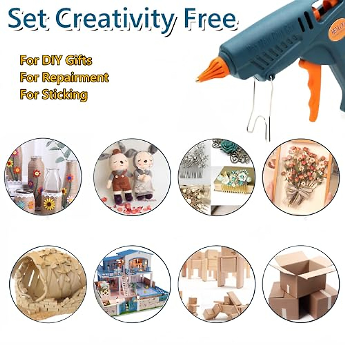 Hot Glue Gun Full Size, 60W/100W Hot Glue Gun kit with 28pcs Glue Sticks,90s Fast Preheating Gluegun,Melting Glue Gun Set for Crafts School DIY Arts Home Quick Repairs