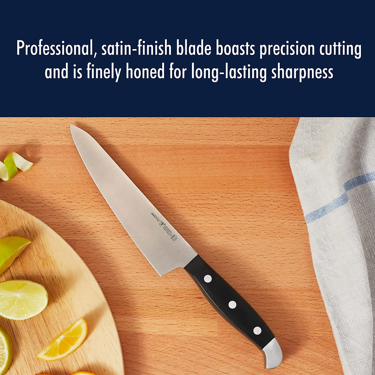 HENCKELS Statement Razor-Sharp 5-inch Compact Chef Knife, German Engineered Informed by 100+ Years of Mastery, Black/Stainless Steel