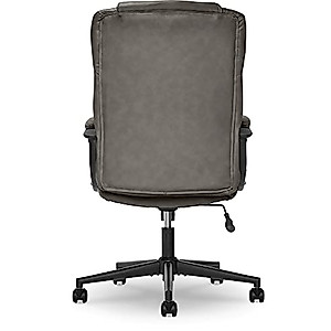 Serta Executive High Back Office Chair with Lumbar Support Ergonomic Upholstered Swivel Gaming Friendly Design, Bonded Leather, Space Gray
