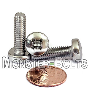 MonsterBolts - M6 x 20mm Phillips Pan Head, DIN 7985A, Stainless Steel, 10 Pack