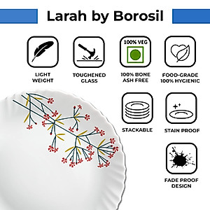 Borosil Gourmet Dinnerware Set For 6, 19 Pieces, White Dinner Plates and Bowls Sets, Chip Resistant Tempered Opal Glass, Stain Resistant, Dishwasher & Microwave Safe Dinner Set For Gifting, Serves 6