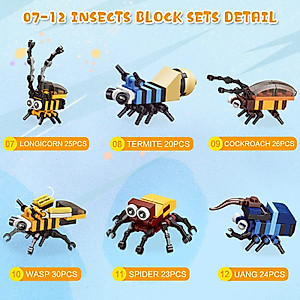 JOYPRO Mini Building Blocks Sets, 12 Small Animals Building Blocks Valentines Gifts Party Favor for Kids, Valentine Gift Exchange for Kids Boys Girls, Valentine Classroom Gifts Party Favors (12 Boxes)