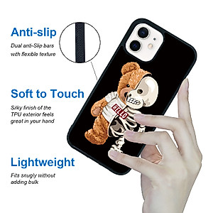 FANXI Skeleton Bear Phone Case Compatible with iPhone 12 Mini - Shockproof Protective Cute Cool Bear Designed for Case 12 Mini 5.4 Inch Case for Men Girls Women Black Brown