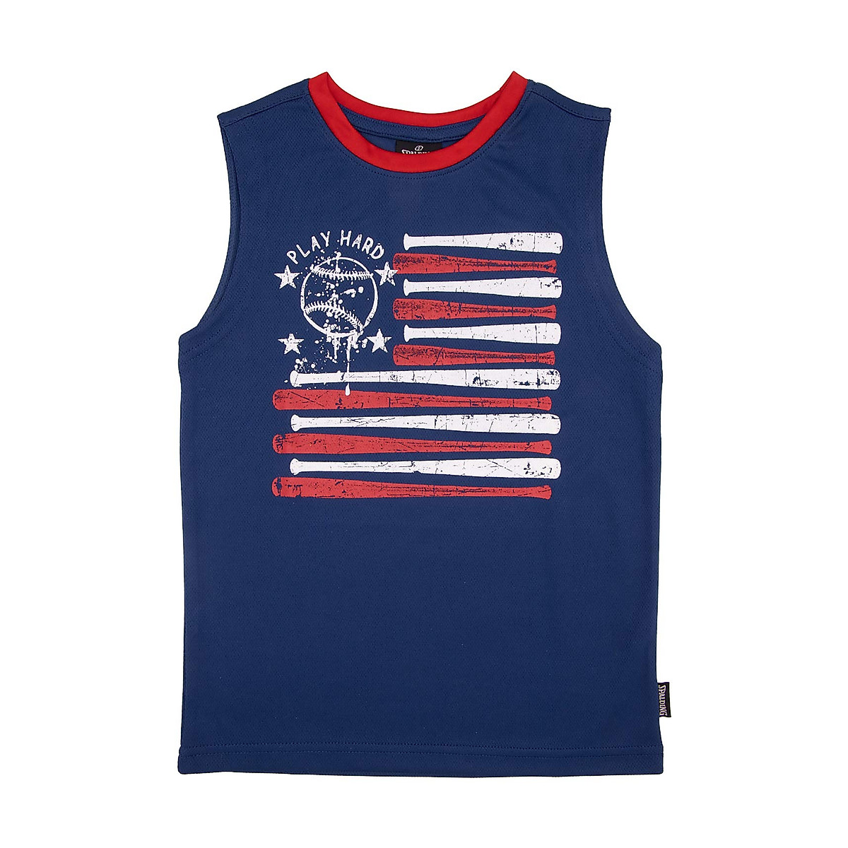 Spalding Boys Americana Athletic Active Mesh Muscle Tank Top and Shorts Set, Navy Blue, 4