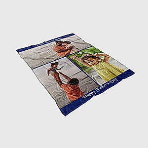 Custom Collage Fleece Blanket, Ships from US - Print Your Pictures (3 Photos) - Personalized Collage Throw Blanket for Women, Men, Cats, Dogs