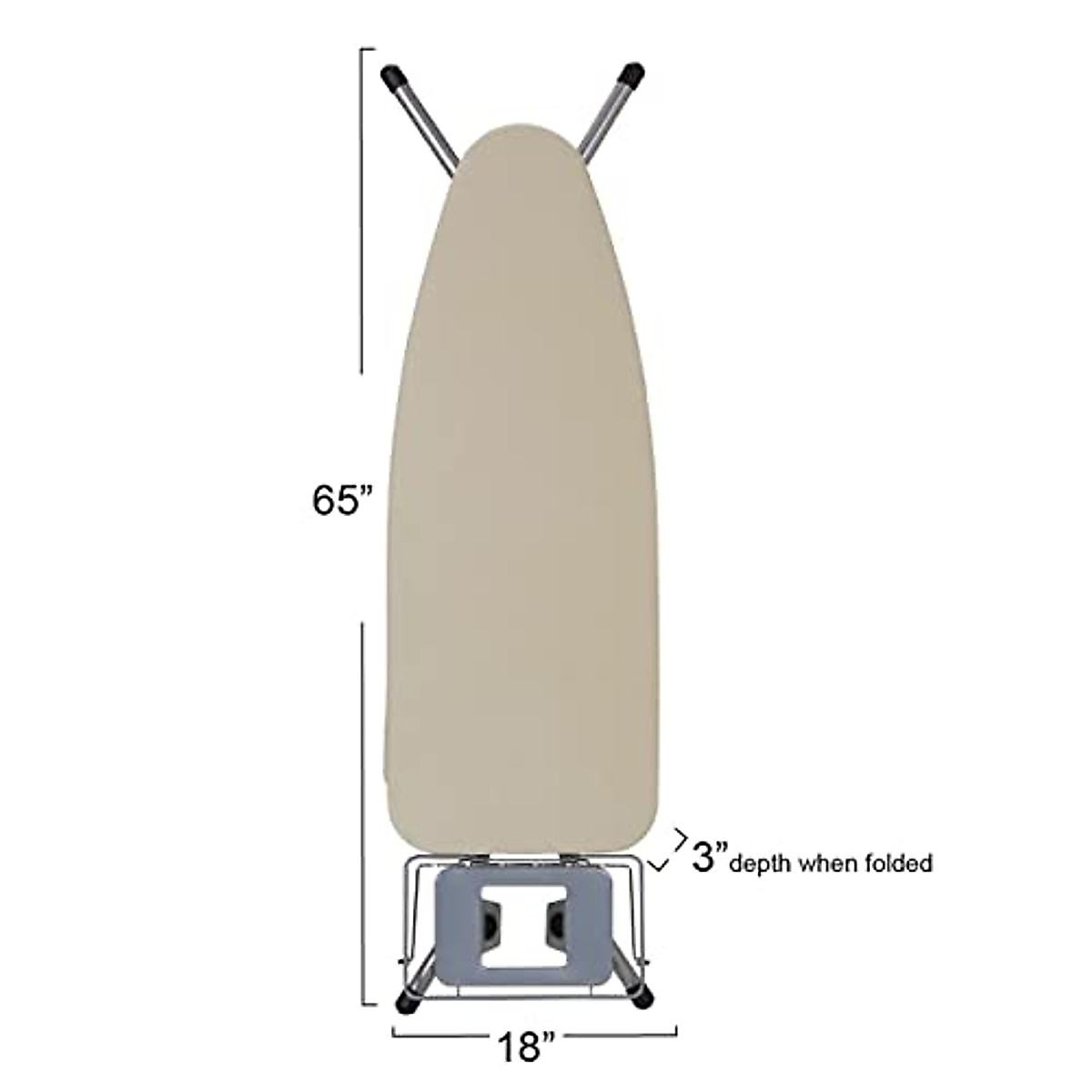 Household Essentials Wide Mega Ironing Board 4-Leg, Steel Top Pressing Station, Heat-Resistant Fiber Pad and Cotton Cover, Silver Frame