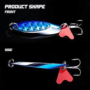 Goture Fishing Spoons Lures,Metal Spoon Trout Lures,Long Distance Casting Fishing Lures for Trout Bass Crappie Pike Saltwater and Freshwater Fishing, 5 Size Jigging Spoons with Fishing Tackle Box