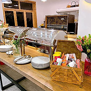 Food Warmers Electric for Parties Buffets, 9L/13L Stainless Steel Chafing Dishes Serving Food Warmer, Commercial Buffet Servers and Warmers with Visible Lid 400W (1/3 Size Pan 13L)