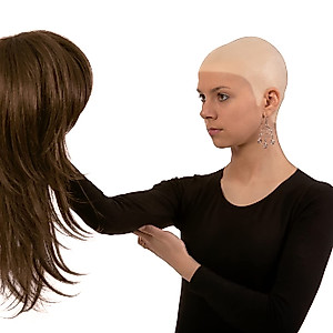 WXJ13 4 PCS Halloween Makeup Latex Bald Caps and 4 PCS Nylon Wig Caps for Halloween Party Adult Costume Accessory